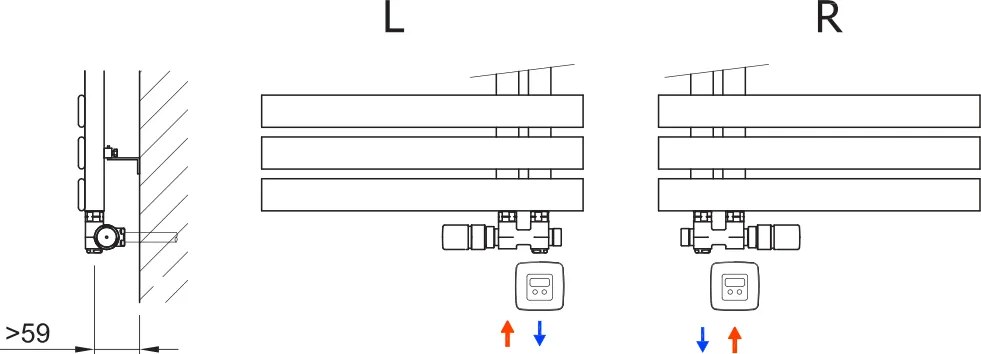 ISAN Termostatický ventil rohový - středový pro kombinované zapojení Barva: Chrom, Šroubení: měď (∅ 15mm), Orientace: Pravá