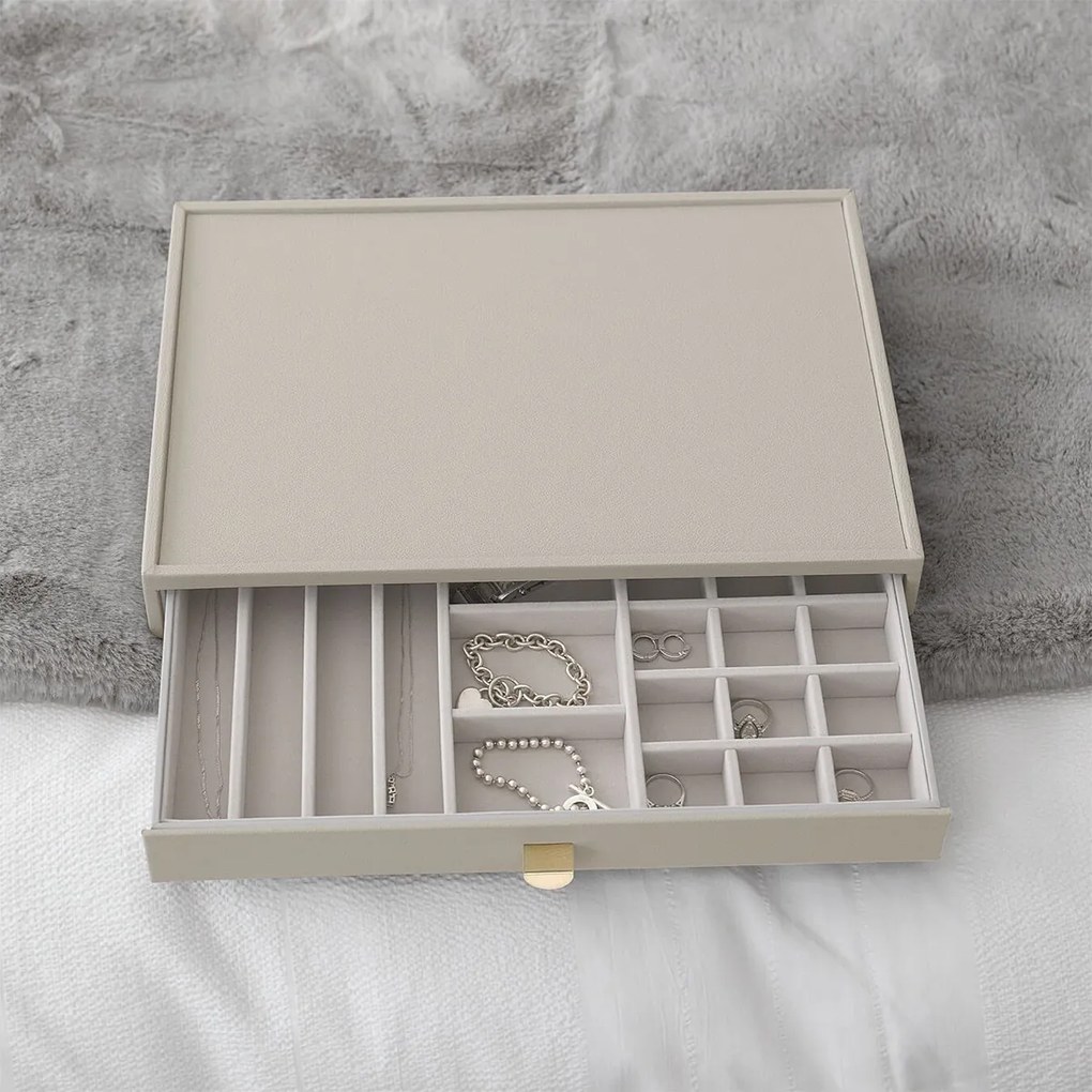 Krabička na šperky Stackers Pebble s 19 přihrádkami se zásuvkou supersize bílá