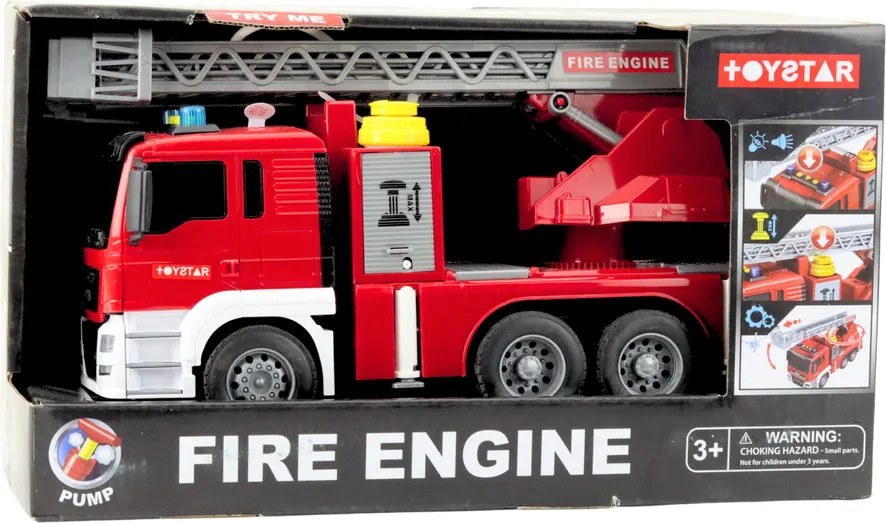 LEAN Toys Hasičské auto s výložníkem stříkání vody světla zvuky