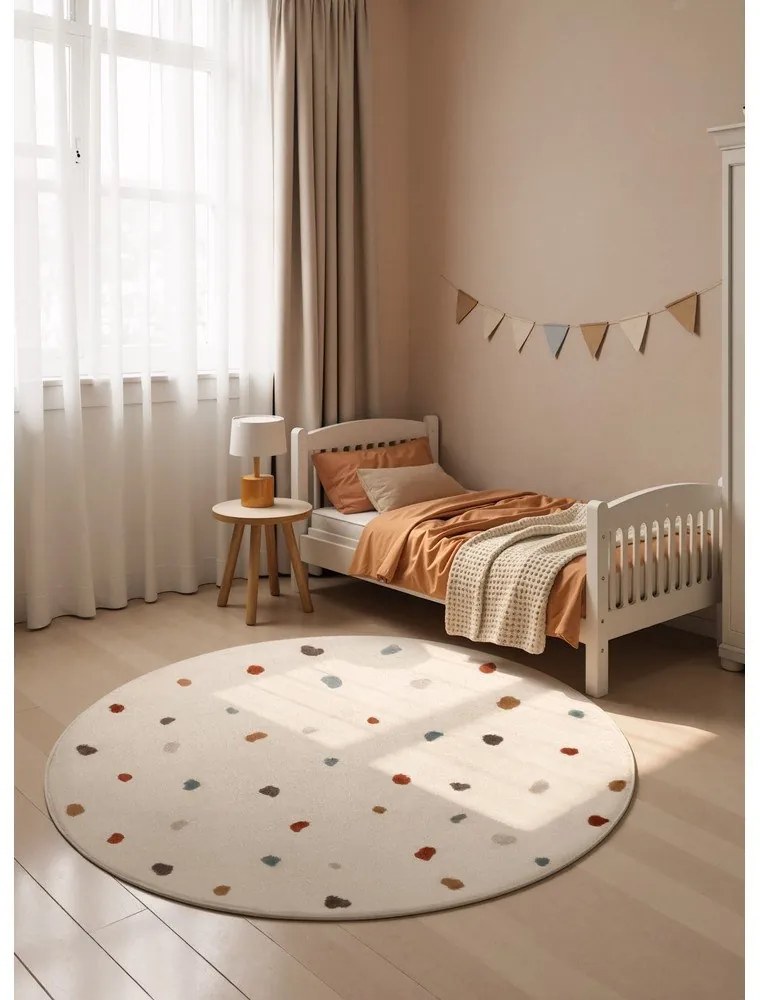 Krémový dětský koberec ø160 cm Funny Dots – Hanse Home