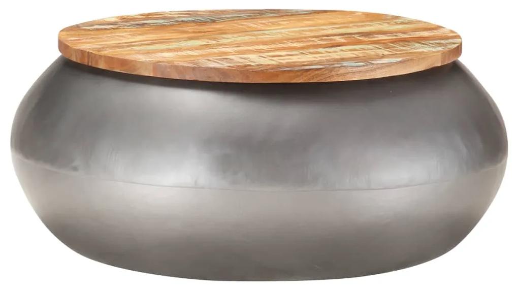 Konferenční stolek šedý 68x68x30 cm masivní recyklované dřevo - Default Title