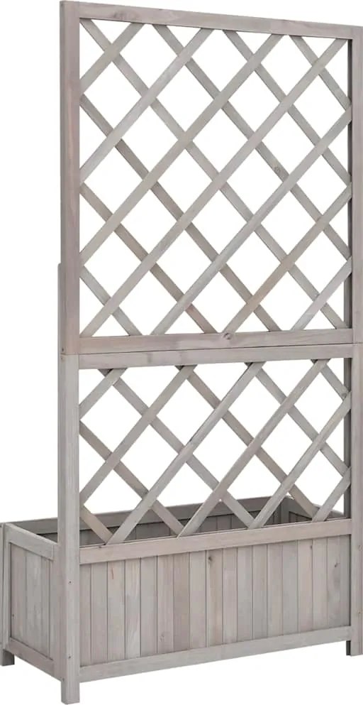 Květináč s mřížkou šedý 70 x 30 x 135 cm masivní jedlové dřevo 316490