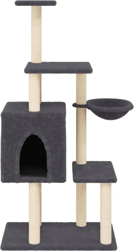 Škrabadlo pro kočky se sisalovými sloupky tmavě šedé 131 cm 172129