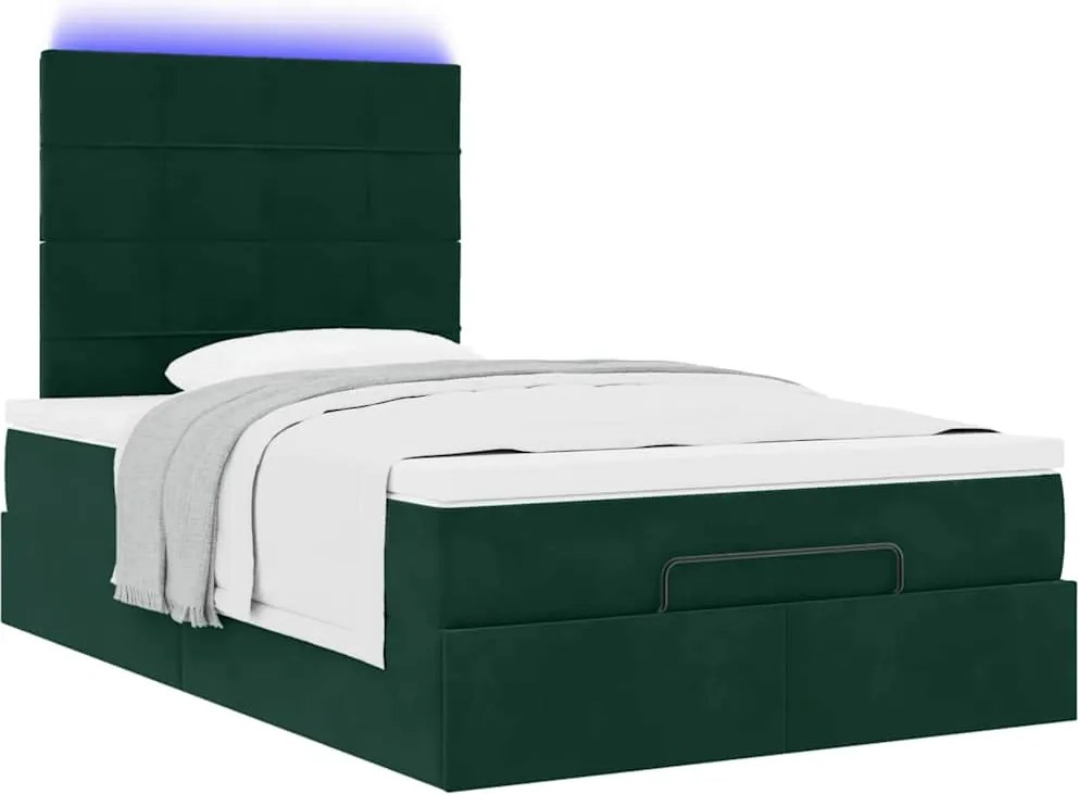 Osmanský rám postele s matracemi tmavě zelené 120x190 cm samet 3314309