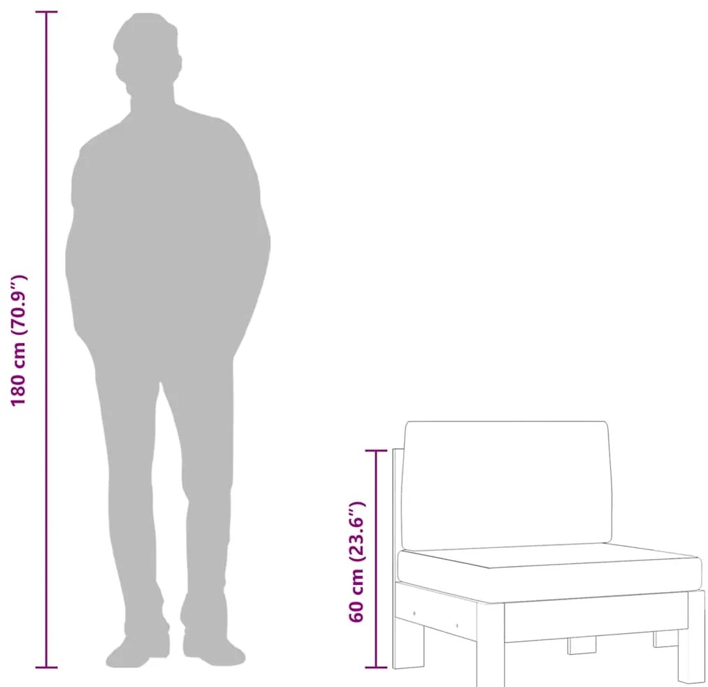 vidaXL Marketos Středová pohovka s tmavě šedými poduškami masivní akácie