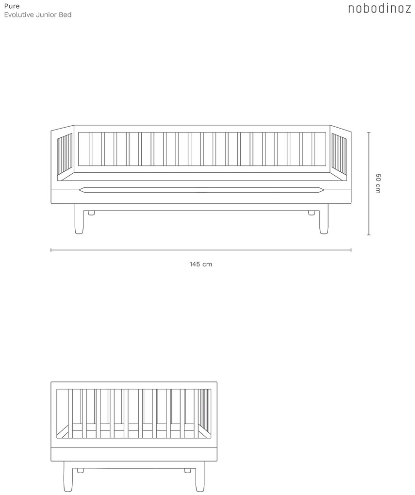 Nobodinoz Postel Pure Junior dubový masív (140x70cm)