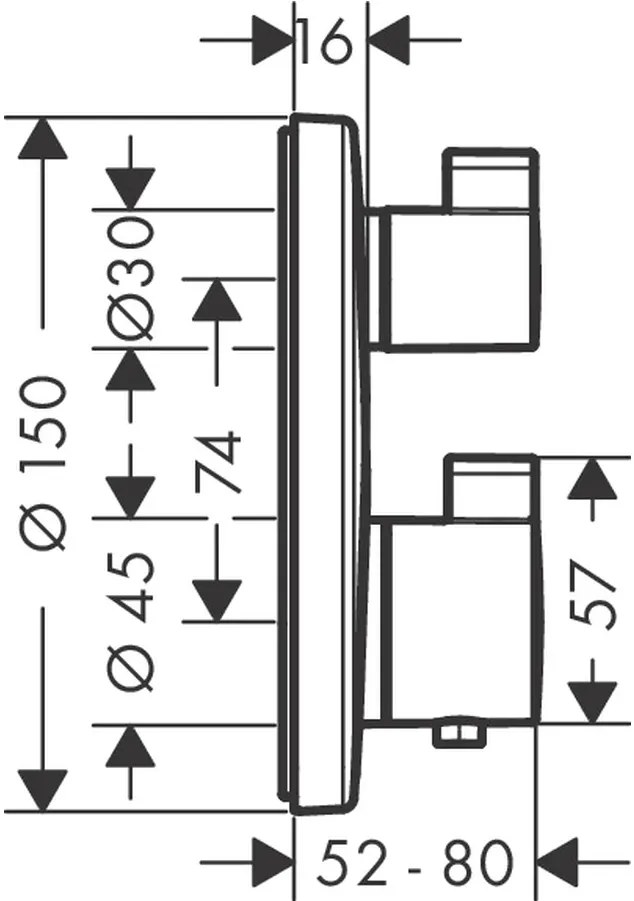 Hansgrohe Ecostat S - Termostat pod omítku pro 2 spotřebiče, matná černá 15758670