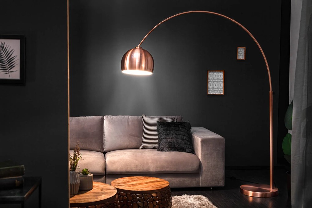 Designová kovová stojací lampa zlatohnědá - Caeli