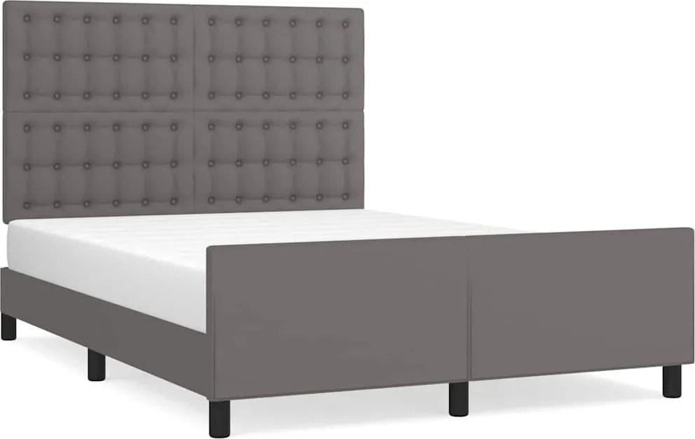 Rám postele s čelem šedý 140x190 cm umělá kůže 3125571