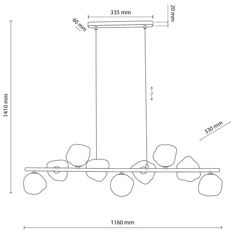 Lustr na lanku LAVA 9xG9/8W/230V bronzová/kouřová béžová