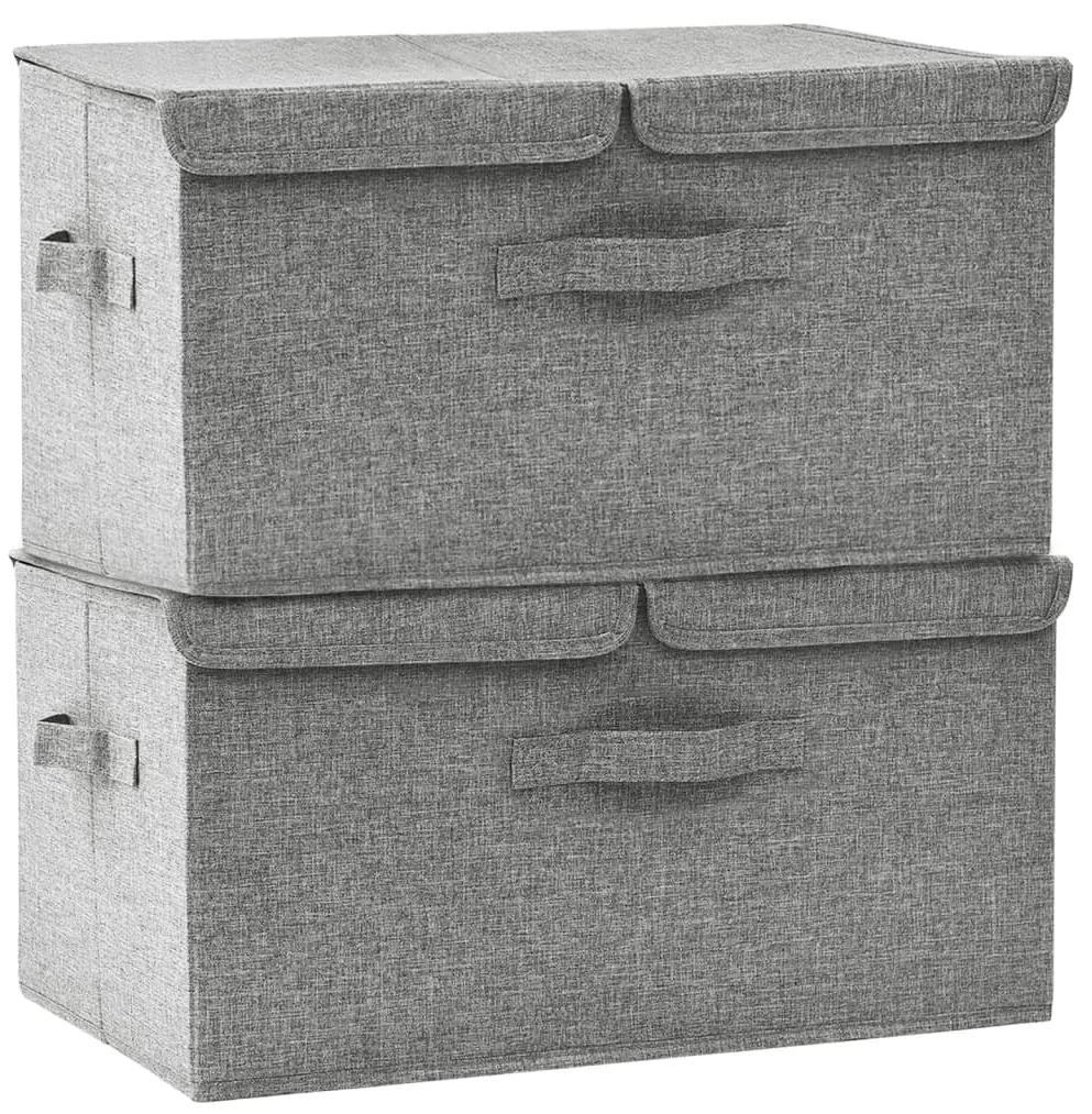 Úložné boxy 2 ks textil 50 x 30 x 25 cm šedé - Default Title
