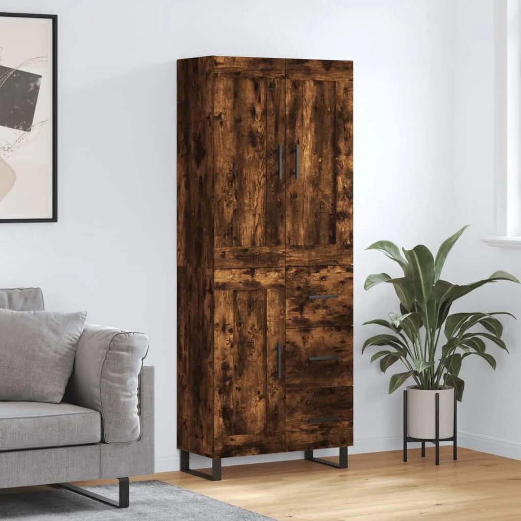 Skříň highboard kouřový dub 69,5 x 34 x 180 cm kompozitní dřevo 3200030