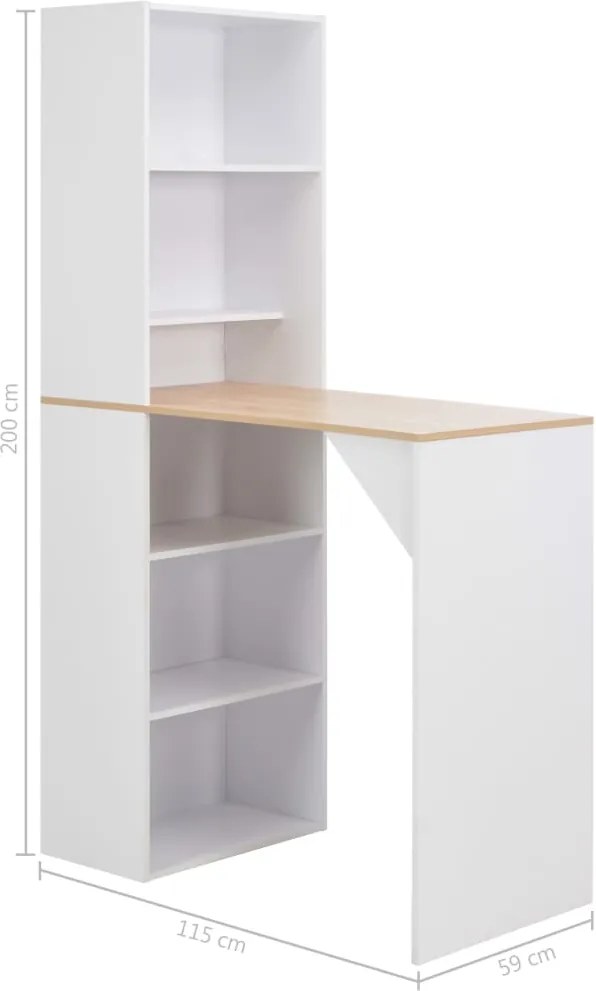 Barový stůl Stocky se skříní - bílý | 115x59x200 cm