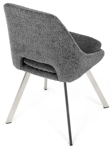 Autronic Elegantní šedá jídelní židle RINA s broušenými kovovými nohami (vzorek z prodejny)