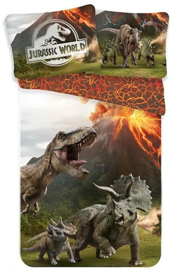 Jerry Fabrics Bavlněné povlečení 140x200 Jurský park dinosauři sopka 5994 Jurský park