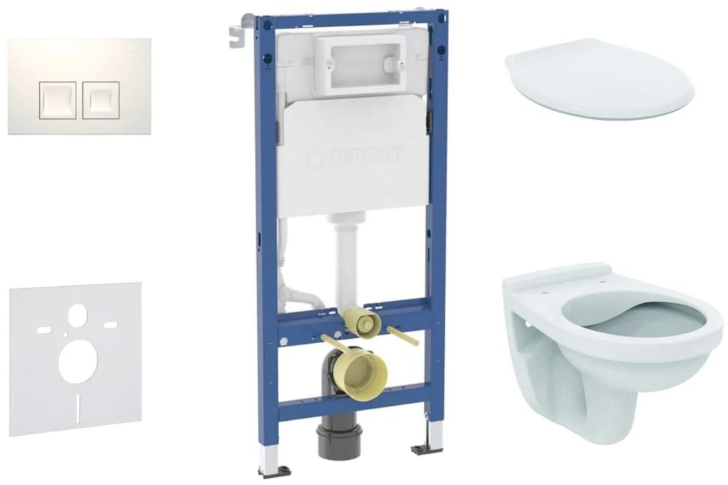 Geberit Duofix - Set předstěnové instalace, klozetu Alpha a sedátka, tlačítko Delta35, alpská bílá SANI11CD3143