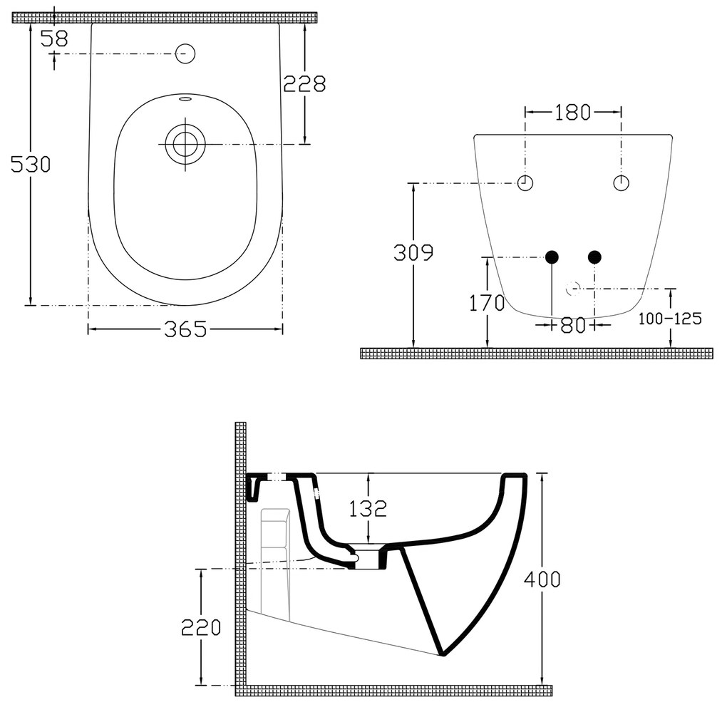 Sapho, INFINITY bidet závěsný 36,5x53cm, bílá, 10NF41001