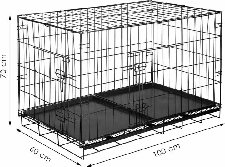 Klec pro psa 100x60x70 cm, kovová SPRINGOS PA1016