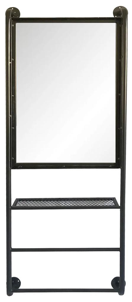 Nástěnné zrcadlo v kovovém rámu s policemi Alayna - 48*10*124 cm