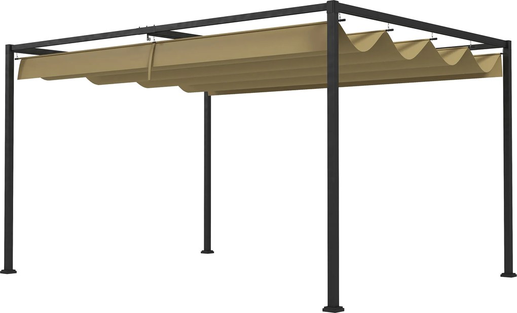 Pergola, Robuster Sonnenschutz für Garten, Balkon, Terrasse, aus Metall und Kunststoff, UV- und wasserabweisend, Khaki
