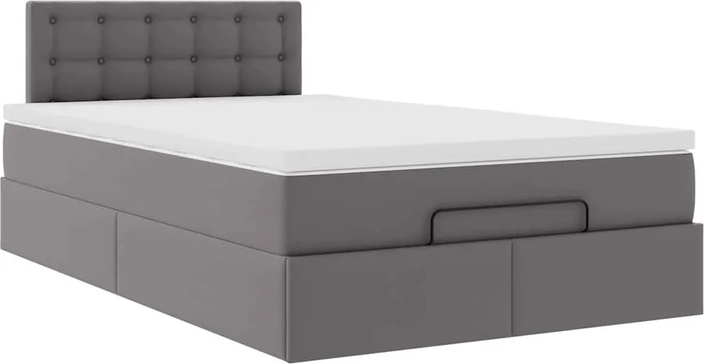 Osmanská postel s matracemi & LED šedá 120x190cm umělá kůže 3312145