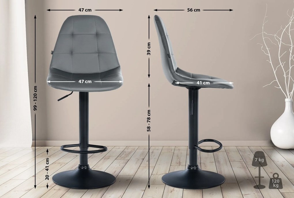 Barová židle Elmore umělá kůže B – šedá