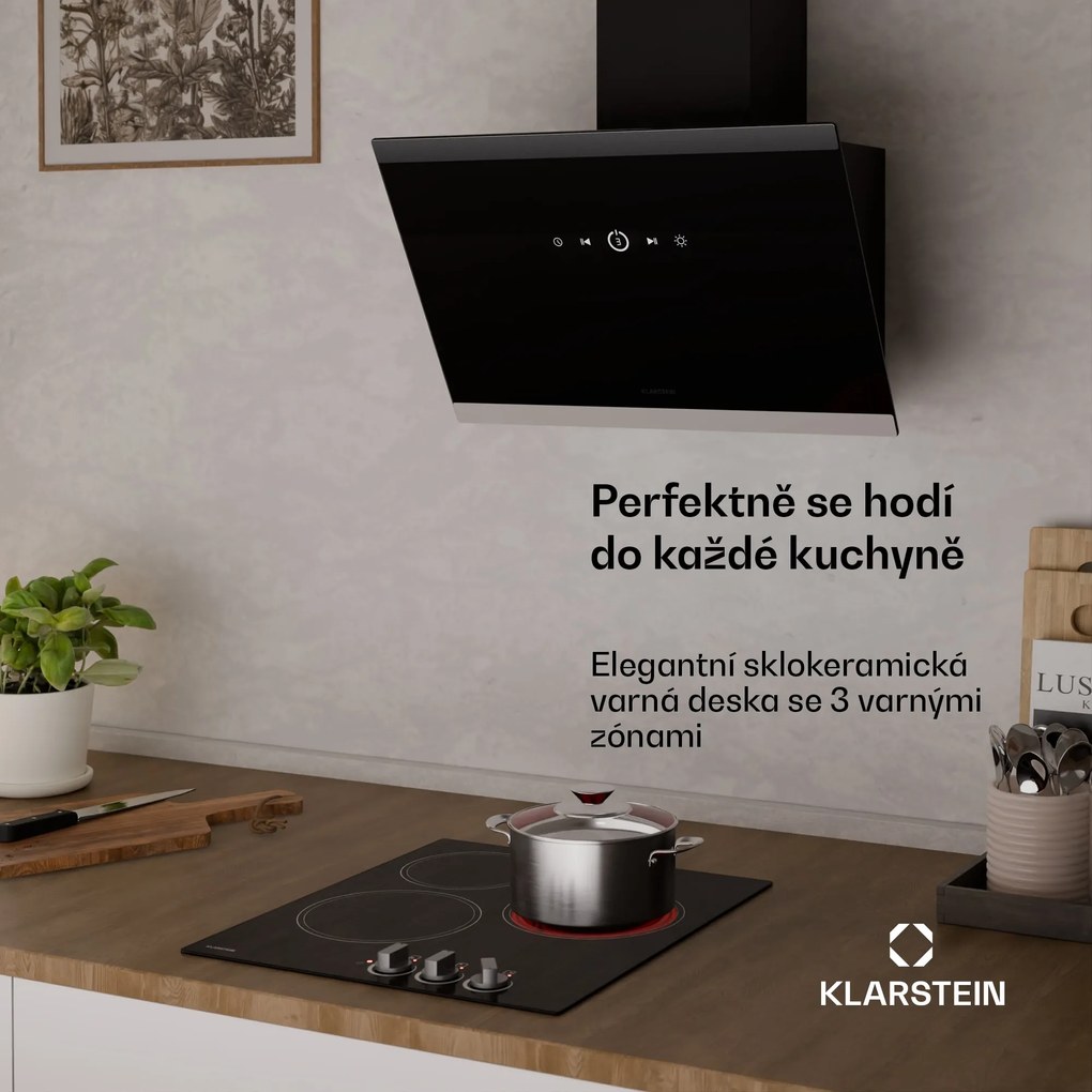 Klarstein Sklokeramická varná deska EasyCook | 3 varné zóny | 4700 W | 11 úrovní výkonu | 45 cm