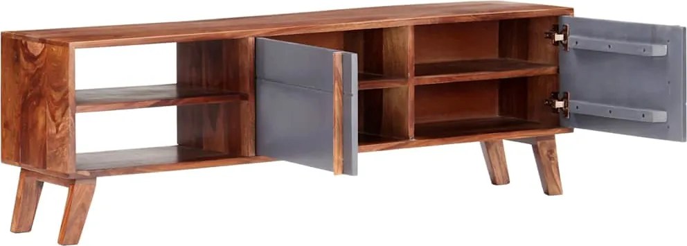 TV stolek šedý 140 x 30 x 45 cm masivní dřevo 286369