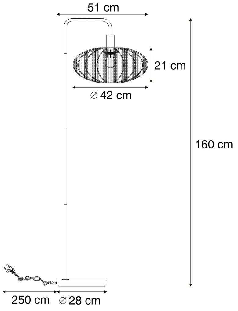 Japandi stojací lampa béžová s krémovým látkovým stínidlem - Bida