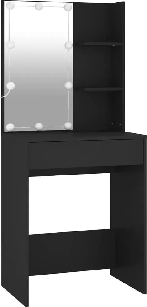 vidaXL LED toaletní stolek se skříňkou černý kompozitní dřevo [3082018]