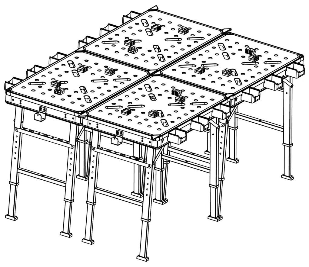 Pracovní skládací stůl Fortum, 850x600mm, výška 73,5-88,5cm