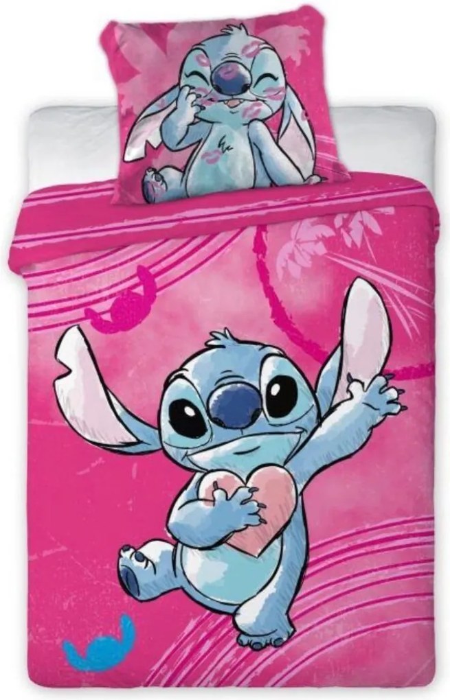 Povleceni Disney Lilo and Stitch růžový do postýlky 135x100cm+40x60cm Faro