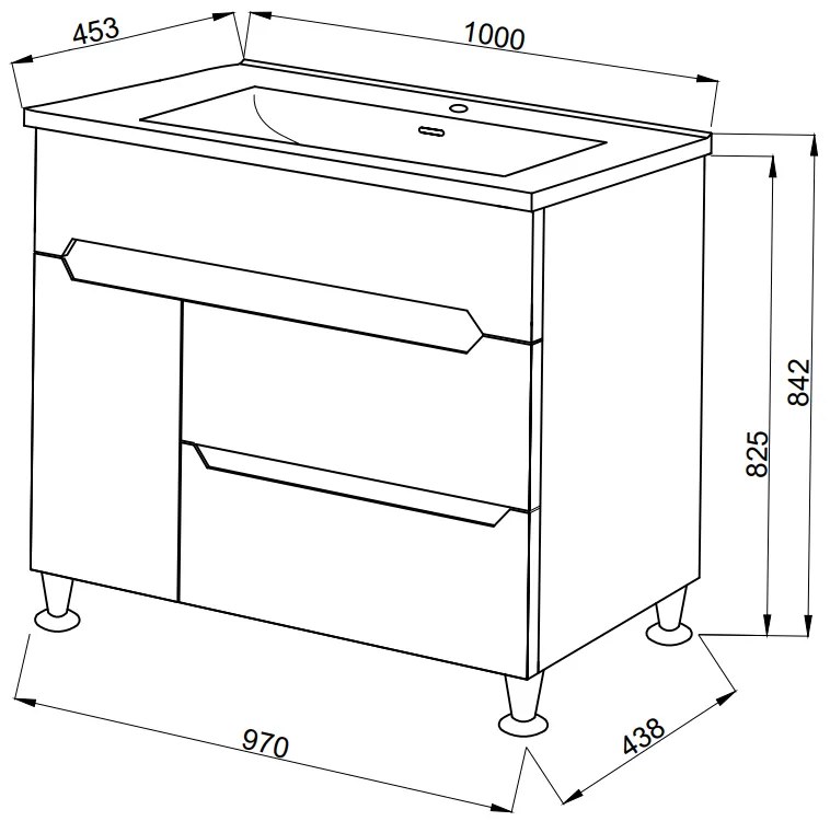 Lavedo Marco Thin 100 koupelnová skříňka s umyvadlem a s košem