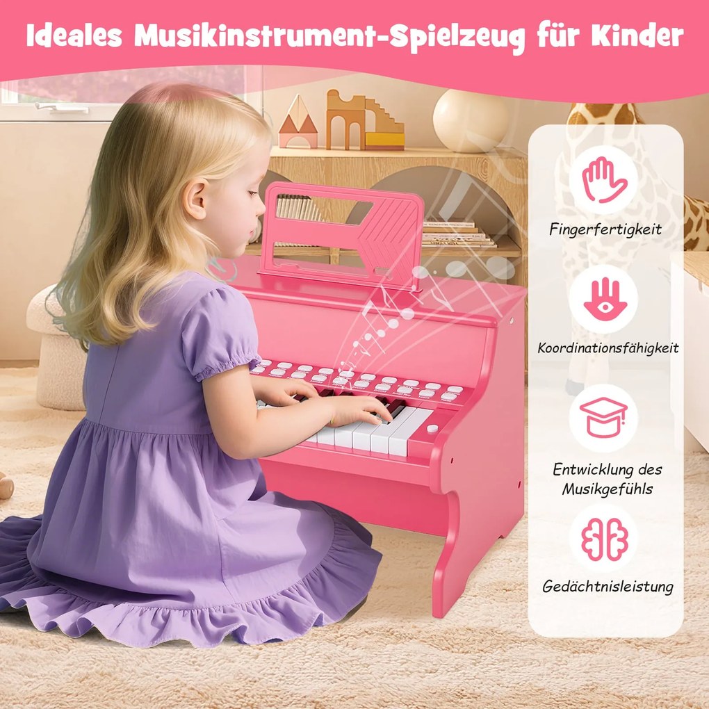 Costway 25 Keys Mini Digital Piano Dětské elektrické piano s nastavitelnou