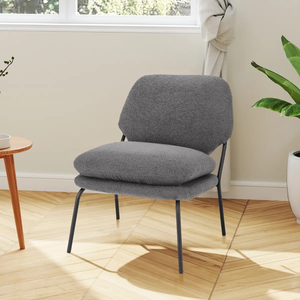Costway Armless Accent Chair s Teddy Fleece potahem a křeslem pro volný čas