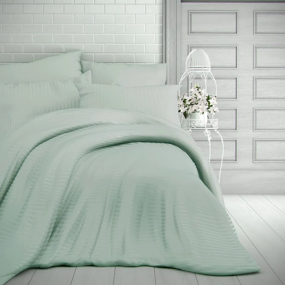 Kvalitex satén povlečení s proužkem OLIVOVÉ 1x 240/200, 2x 70/90cm