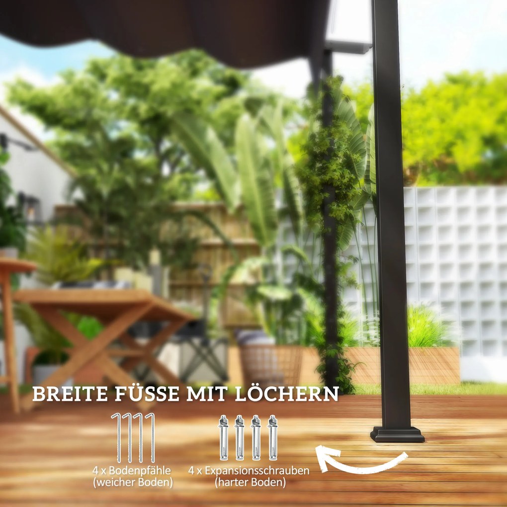Outsunny střešní pergola na terasu cca 3x3m střecha na terasu, zahradní pavilon z hliníku, montáž na stěnu, zahradní pavilon s nastavitelnou střechou…