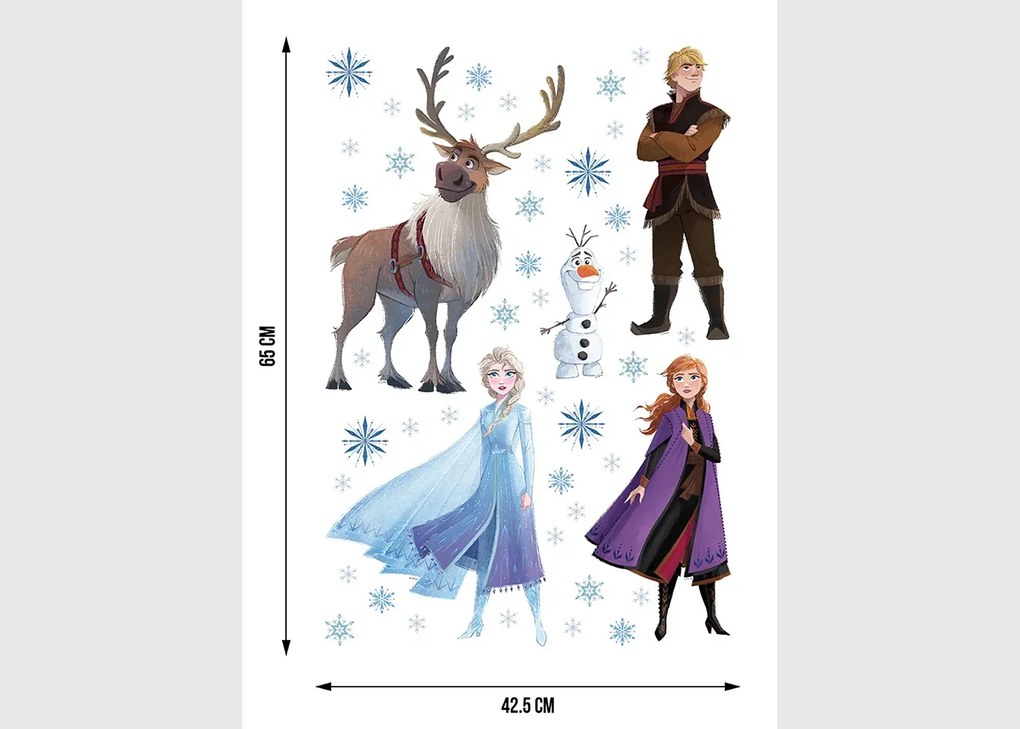 Dětská samolepka na zeď Ledové Království – Kreslené Postavičky, Disney | 42.5 x 65 cm | DDK 1732