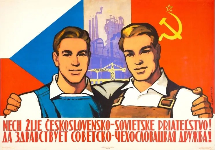 Plechová cedule Československo Sovietske priatelstvo Velikost: A5 (20 x 15 cm)