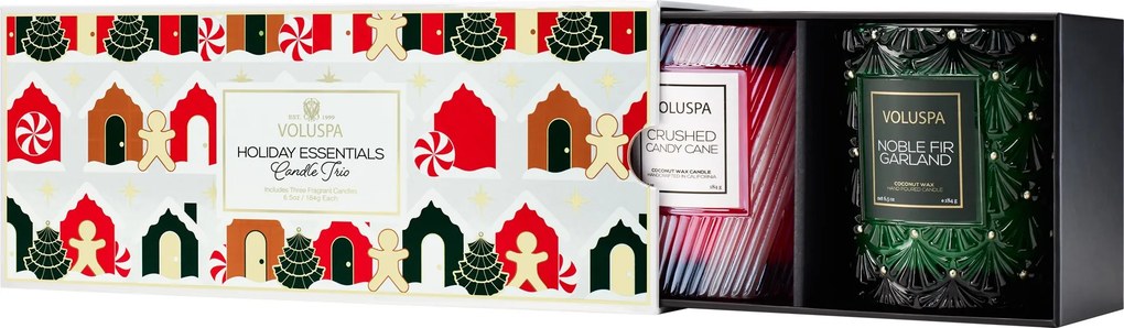 Voluspa dárková sada vánočních svíček Holiday Essentials Trio, 3x184 g