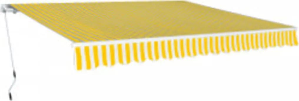 vidaXL Skládací markýza na ruční ovládání 600 cm [276354] Barva: Žluto-bílá
