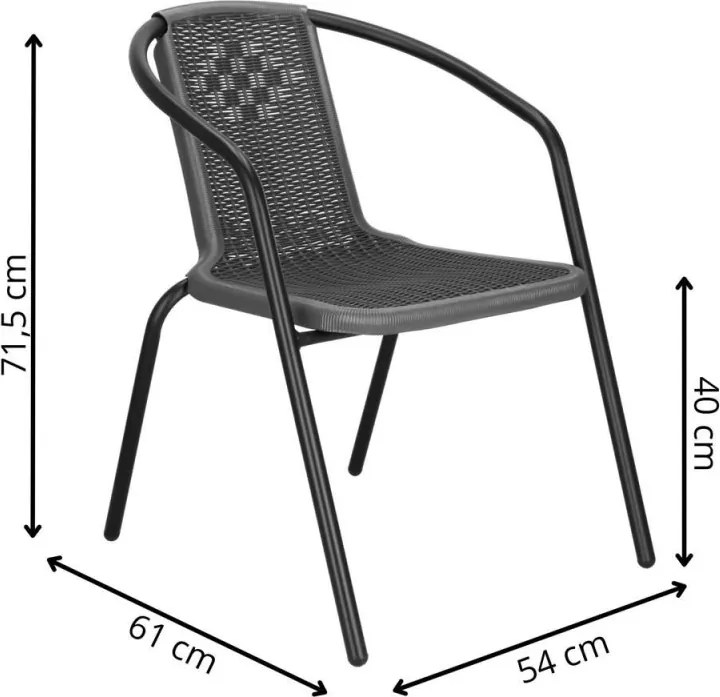 Zahradní ratanové křeslo SPRINGOS BISTRO GF1022 šedé