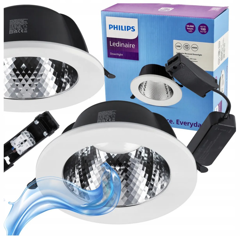 PHILIPS LED bodové světlo kulaté zapuštěné - 24W - 2400lm - 4000K - černé
