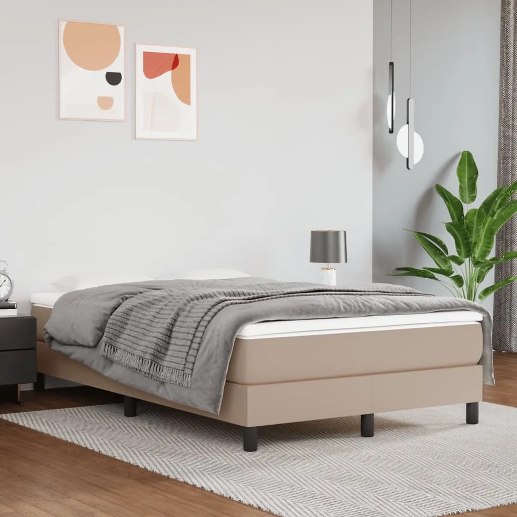 Box spring postel s matrací cappuccino 120x200 cm umělá kůže
