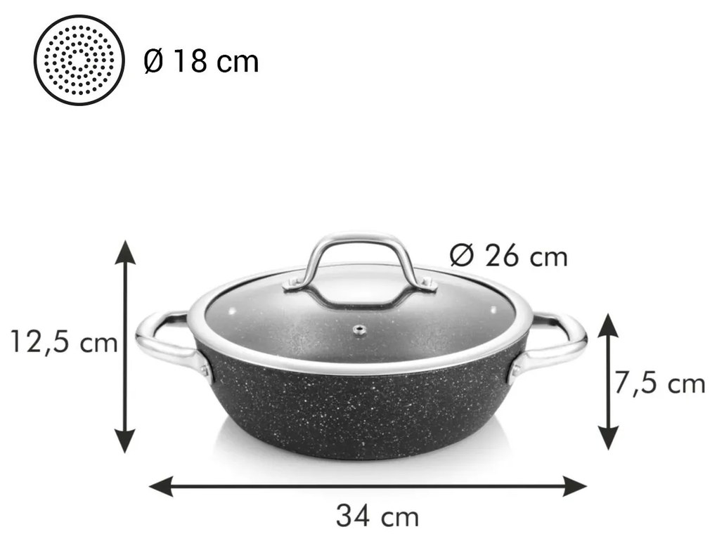 TESCOMA pánev hluboká PRESIDENT Stone s poklicí ø 26 cm , 26 cm