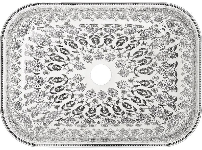 Mexen Rita, umyvadlo na desku 455x325x135 mm, bílá-černý vzor, ​​21084586