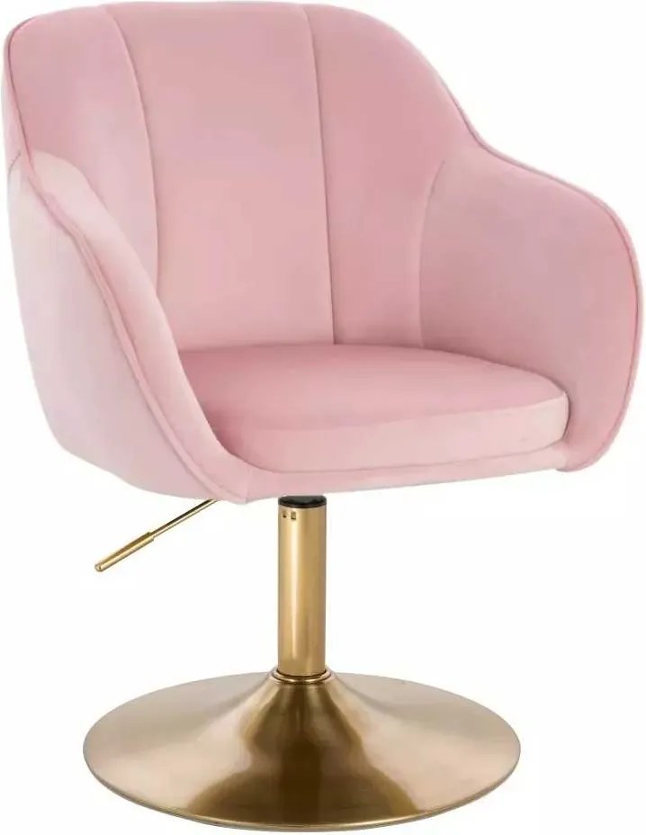 LuxuryForm DESIGN Otočná židle AVOLA VELUR na zlatém talíři - světle růžová
