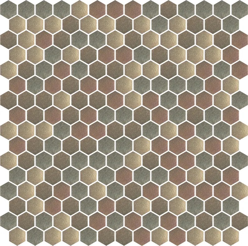 Hisbalit Skleněná mozaika zlatá Mozaika 713 HEXAGON 2,3x2,6 (33,3x33,3) cm - HEX713MH