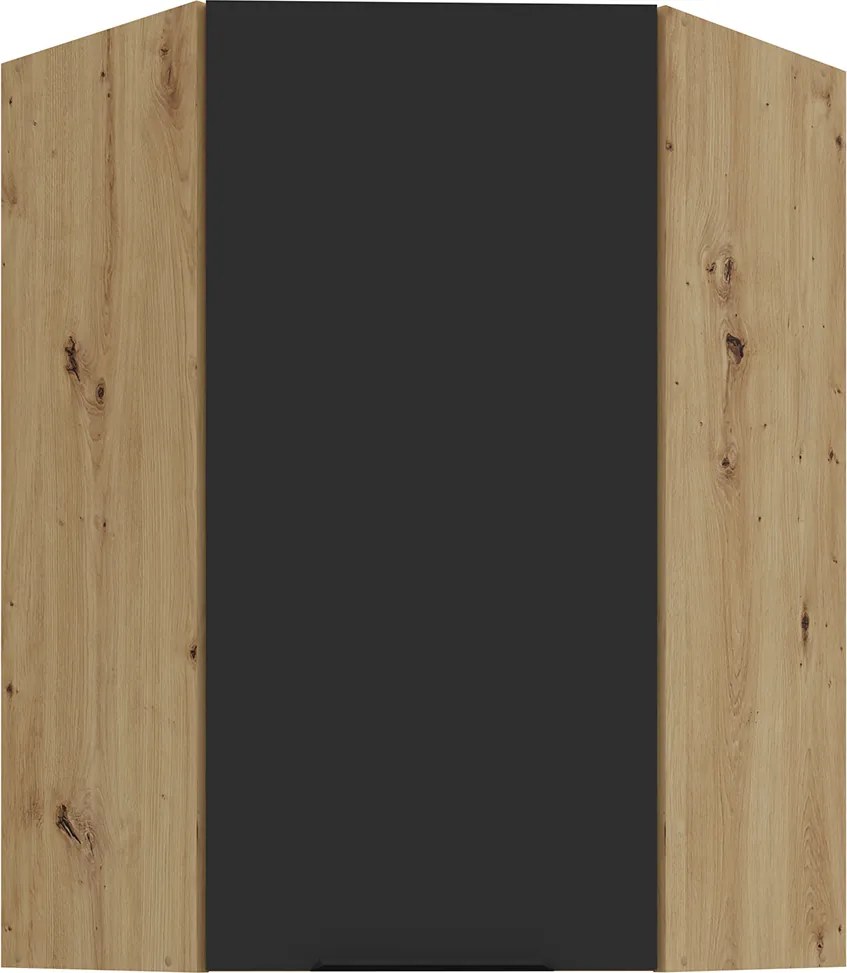 ARIA ac | horní kuchyňská skříňka 60x60 GN-90 1F (45°) rohová s policemi | 60x60 cm | VYSOKÁ | artisan/černá