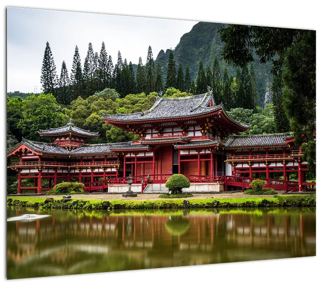 Skleněný obraz - čínská architektura (70x50 cm)